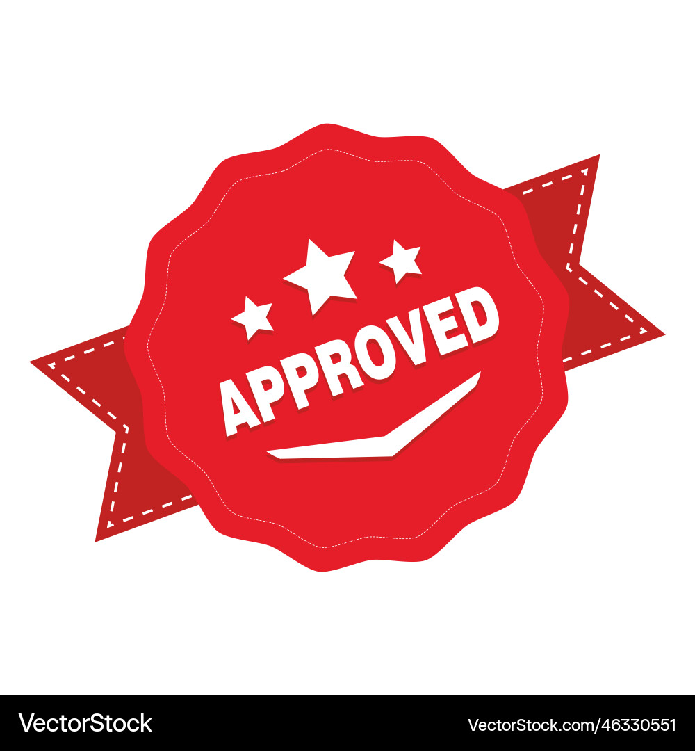 Approved round badge Royalty Free Vector Image