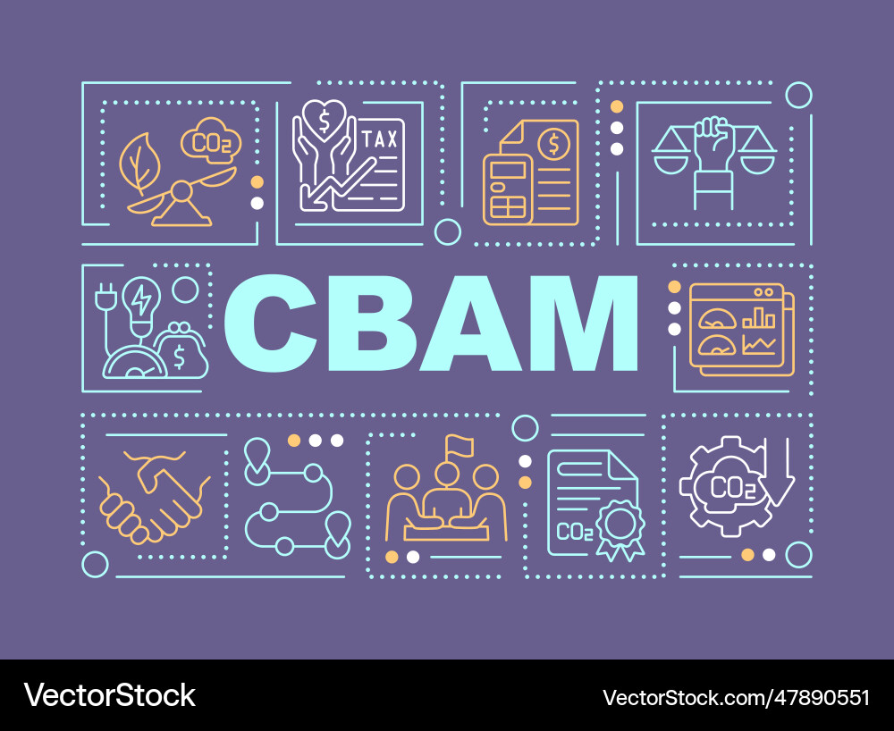 Cbam text with linear icons concept Royalty Free Vector