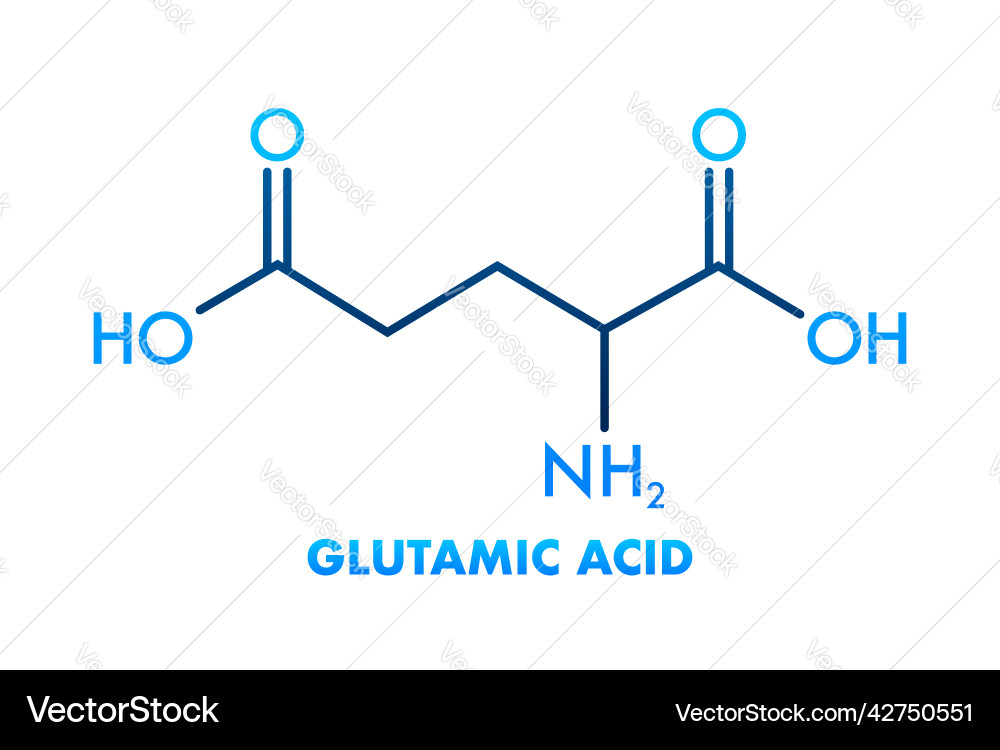 Chemical structure of glutamic acid formula icon Vector Image