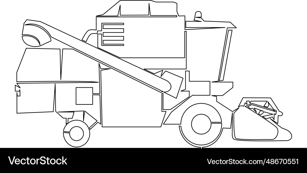Continuous line drawing combine harvester farming Vector Image