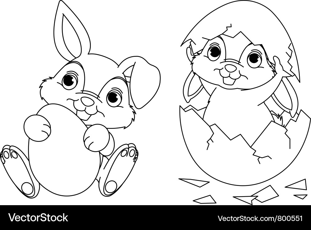 Cute Easter Bunny with Egg Royalty Free Vector Image
