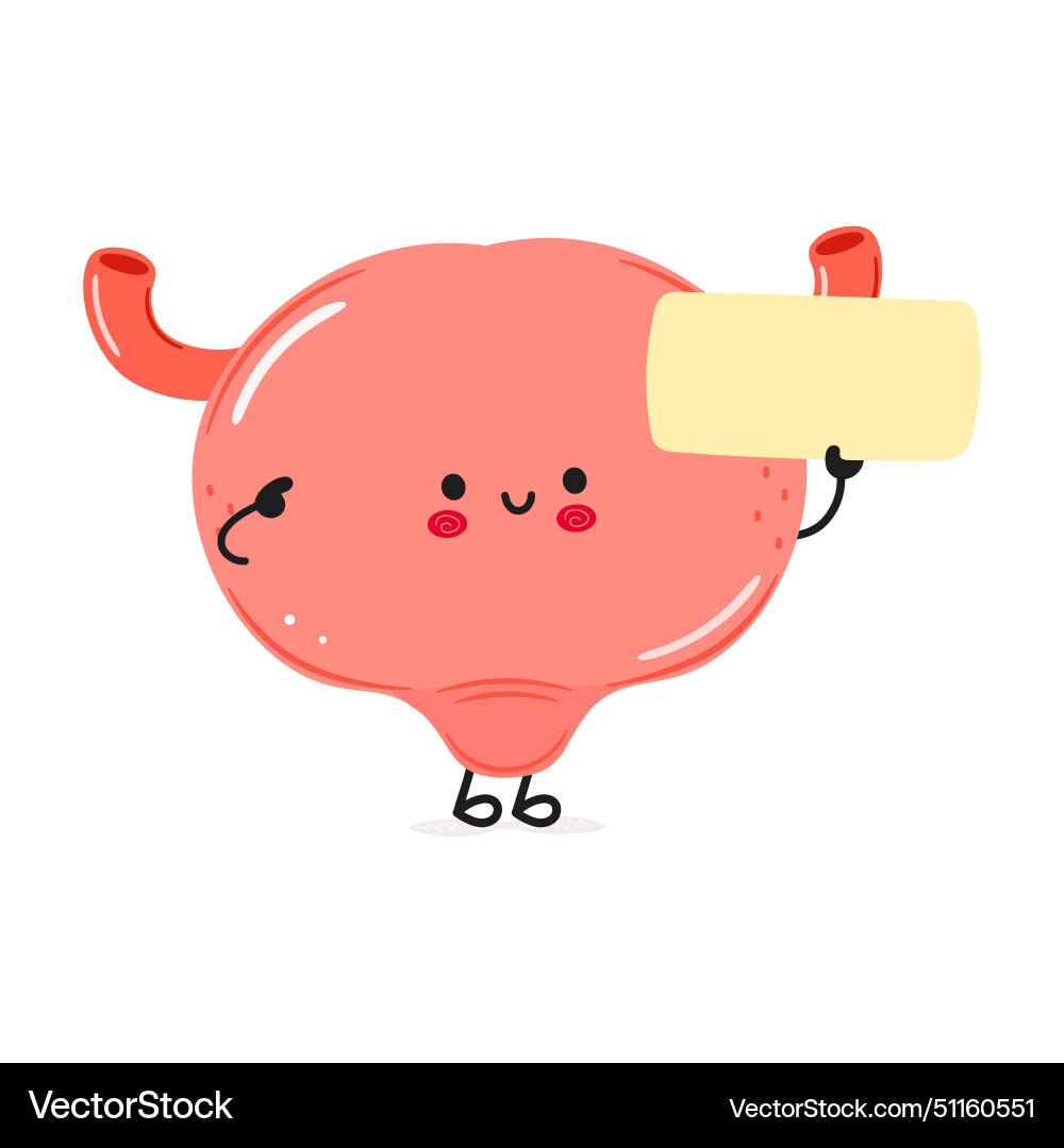 Cute funny bladder poster character hand Vector Image