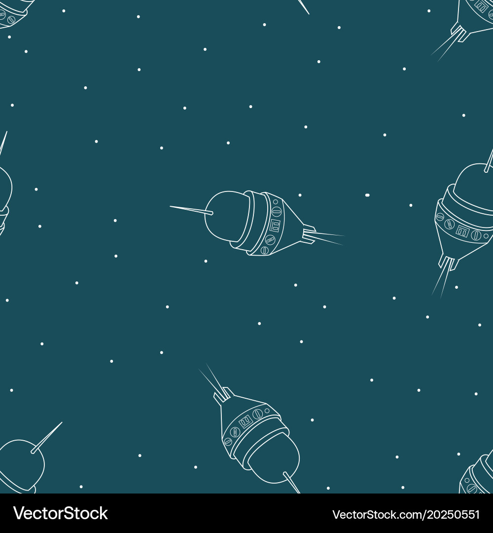 Spaceship seamless pattern rocket travel through Vector Image