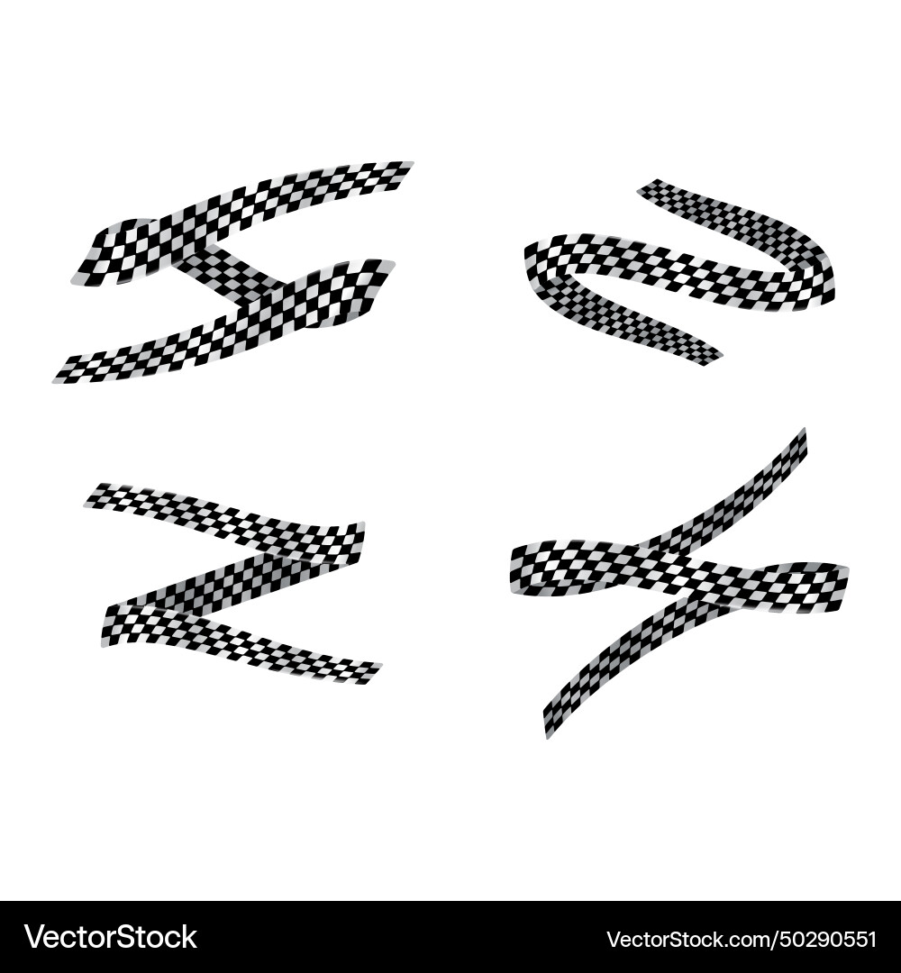 Sport checkered white flag ribbons Royalty Free Vector Image