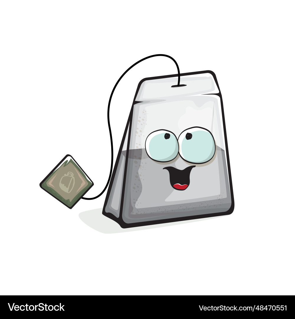 Tea bag character cartoon isolated Royalty Free Vector Image