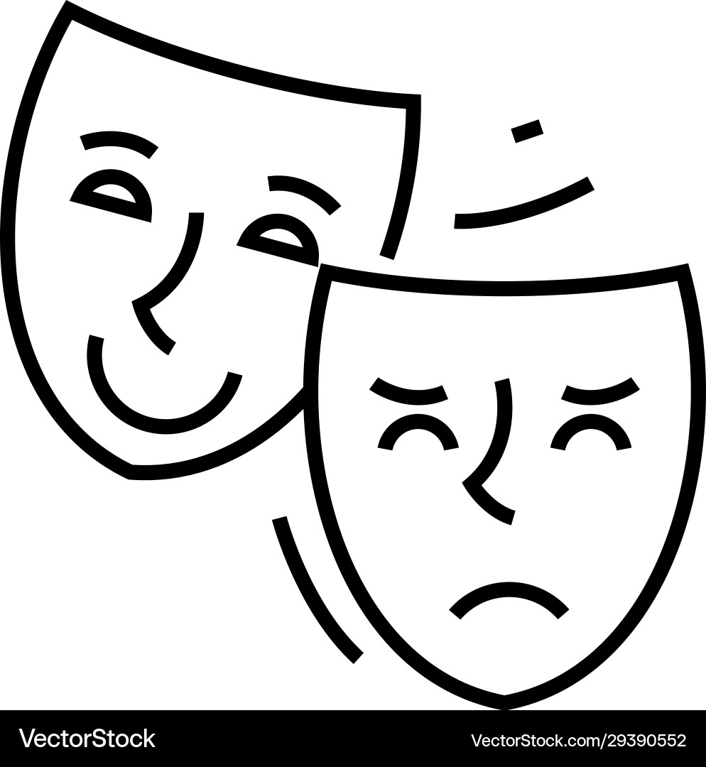 Acting mask line icon concept outline Royalty Free Vector