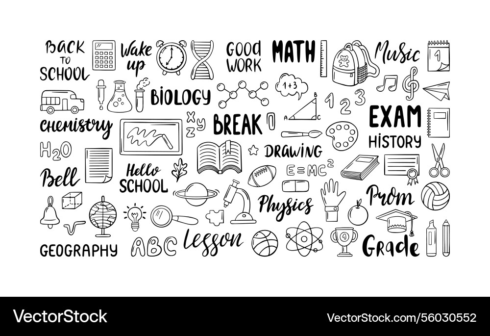Back to school lettering handwritten text biology Vector Image