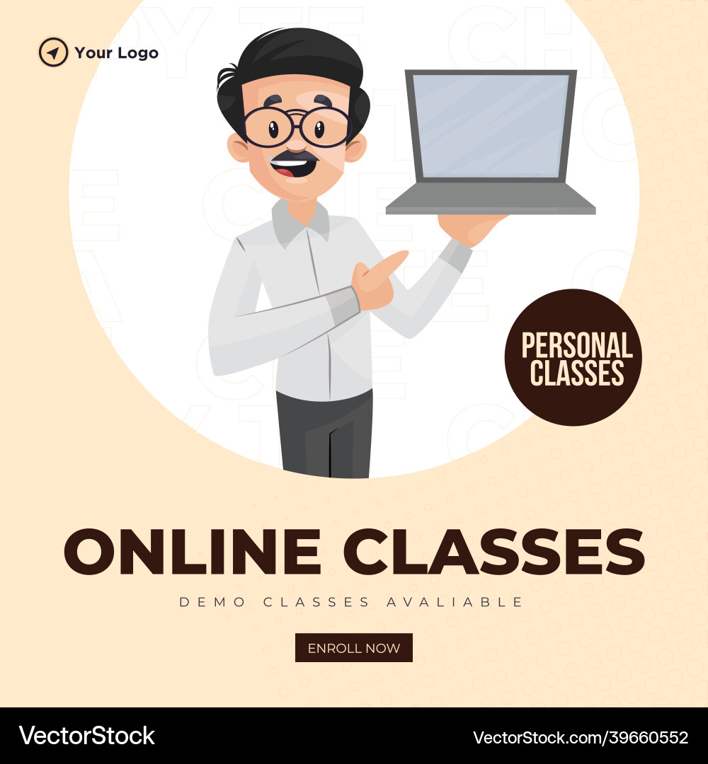 Banner design of free online classes Royalty Free Vector