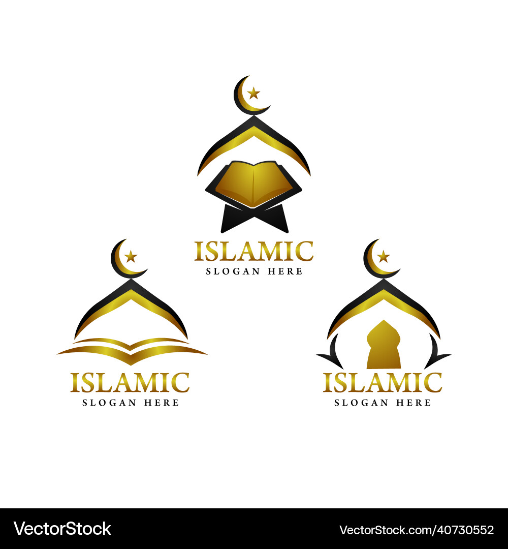 Black and gold islamic logo template collection Vector Image