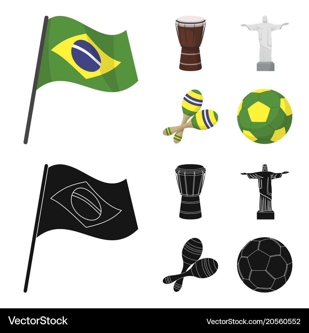 Brazil country flag drum set – Royalty-Free Vector | VectorStock