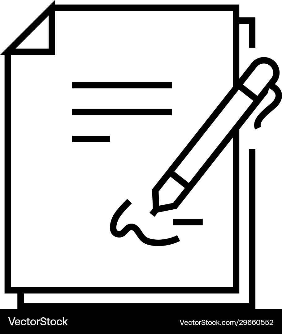 Contract line icon concept sign outline Royalty Free Vector