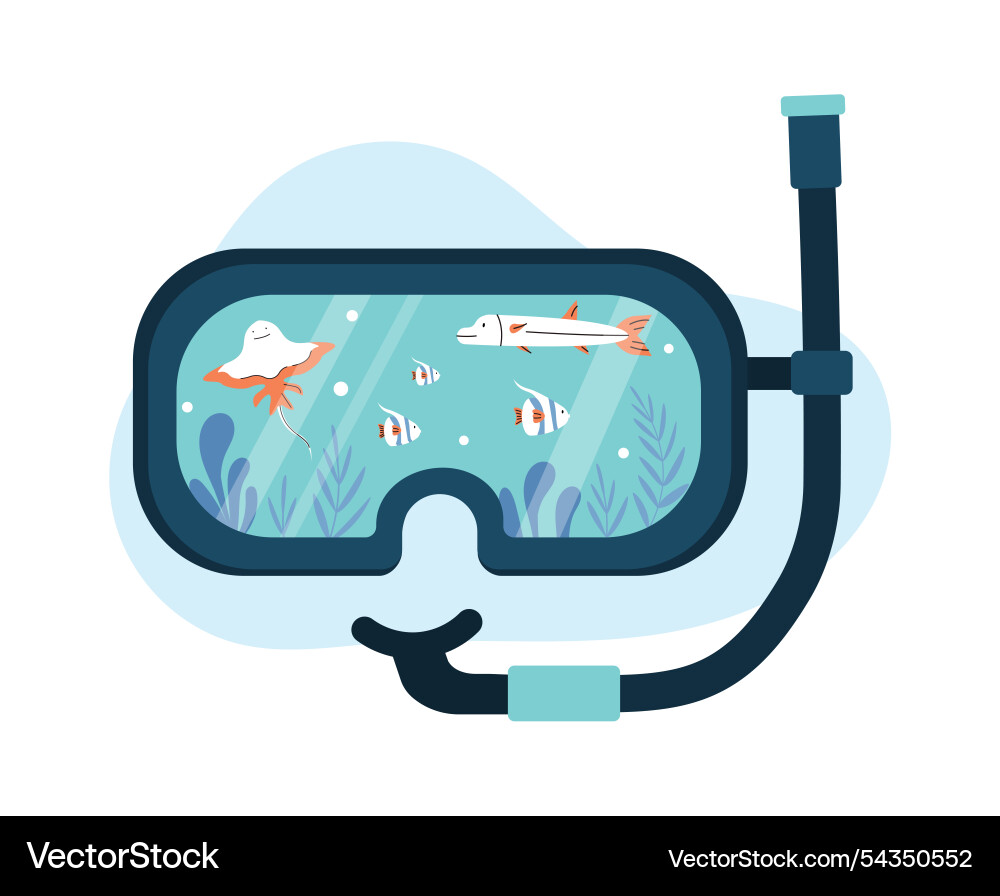 Diving goggles concept eyeglasses with fishes Vector Image