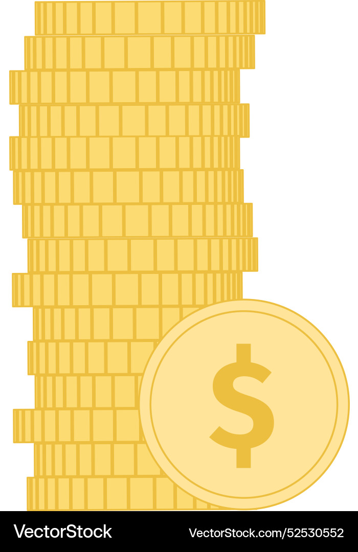 Dollar coin stack icon wealth money symbol Vector Image