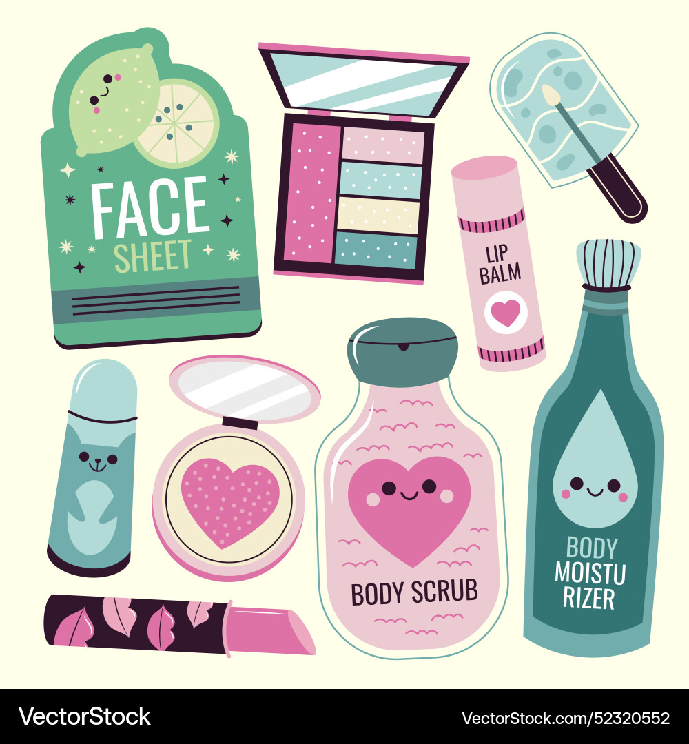 Hand drawn korean beauty element design Royalty Free Vector