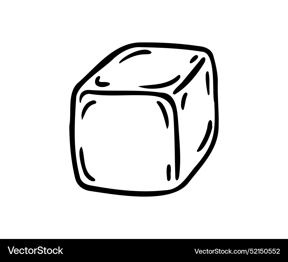 Ice cube doodle icon single isolated sign icy Vector Image
