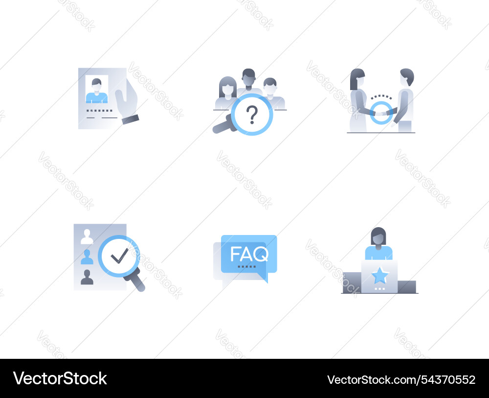 Interview and hiring - flat design style icons set