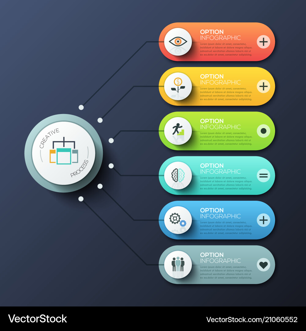Modern Infographic Template - 6 Rounded Elements Vector Image