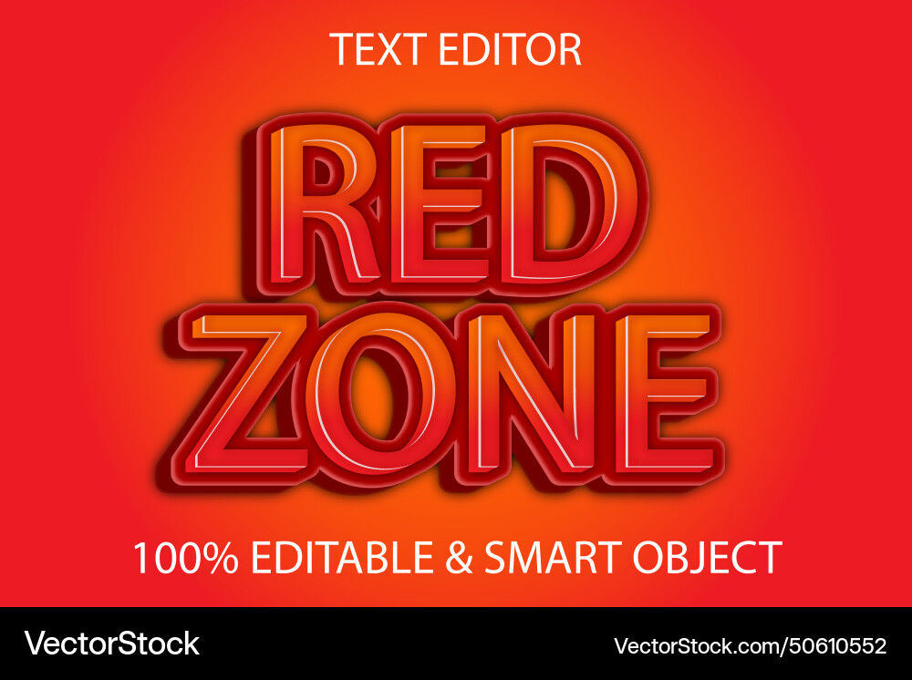 Red zone 3 dimension emboss cartoon style Vector Image