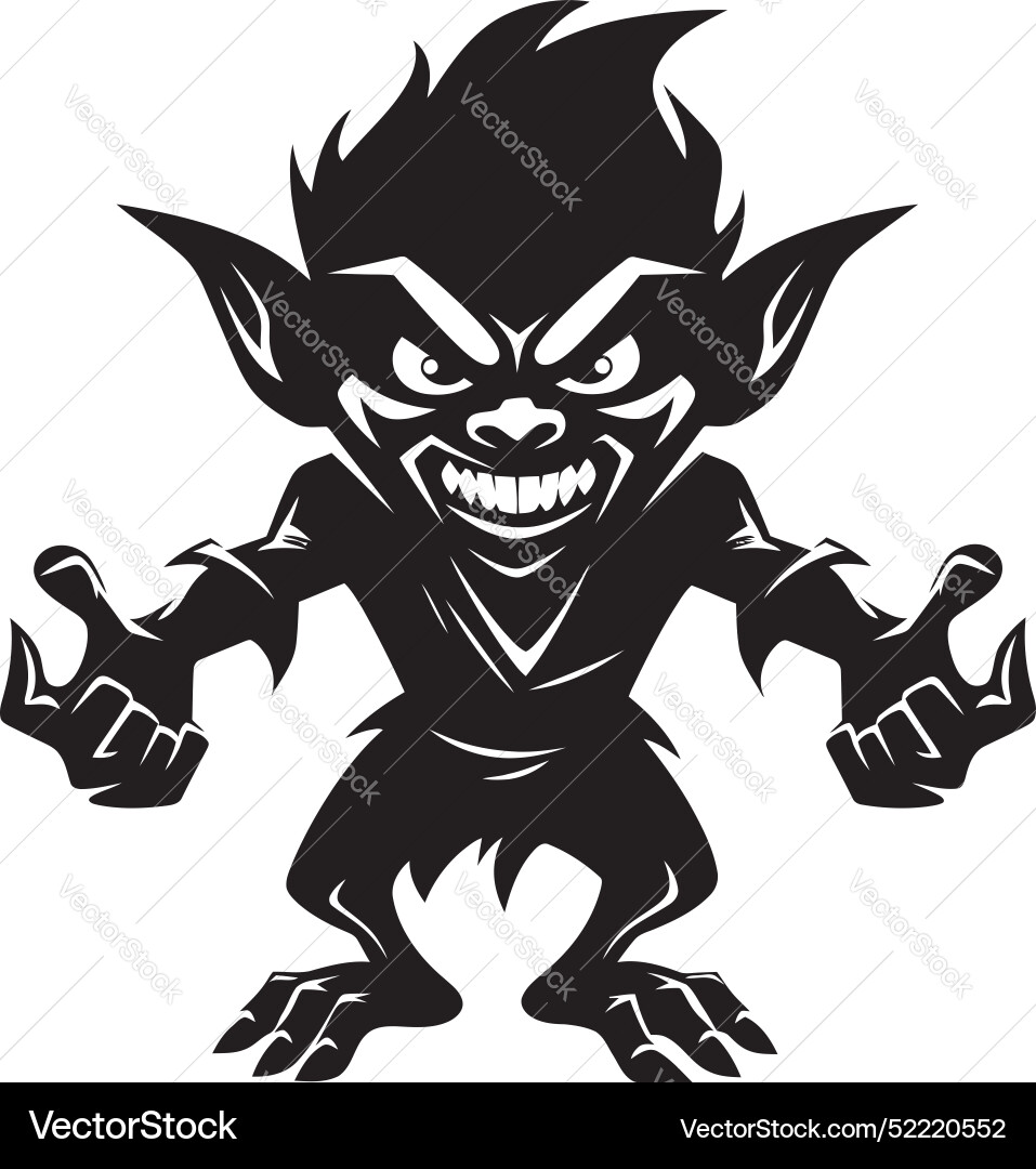 Sinistersprite full body goblin emblem Royalty Free Vector