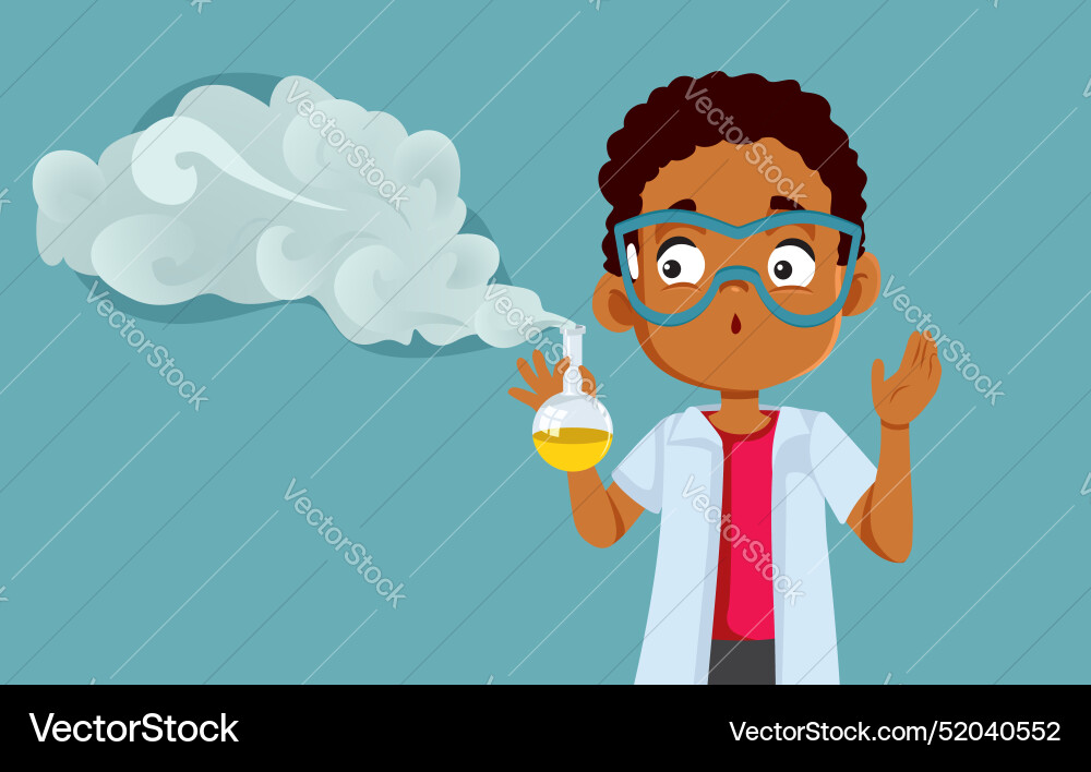 Student boy failing in chemistry experiment Vector Image