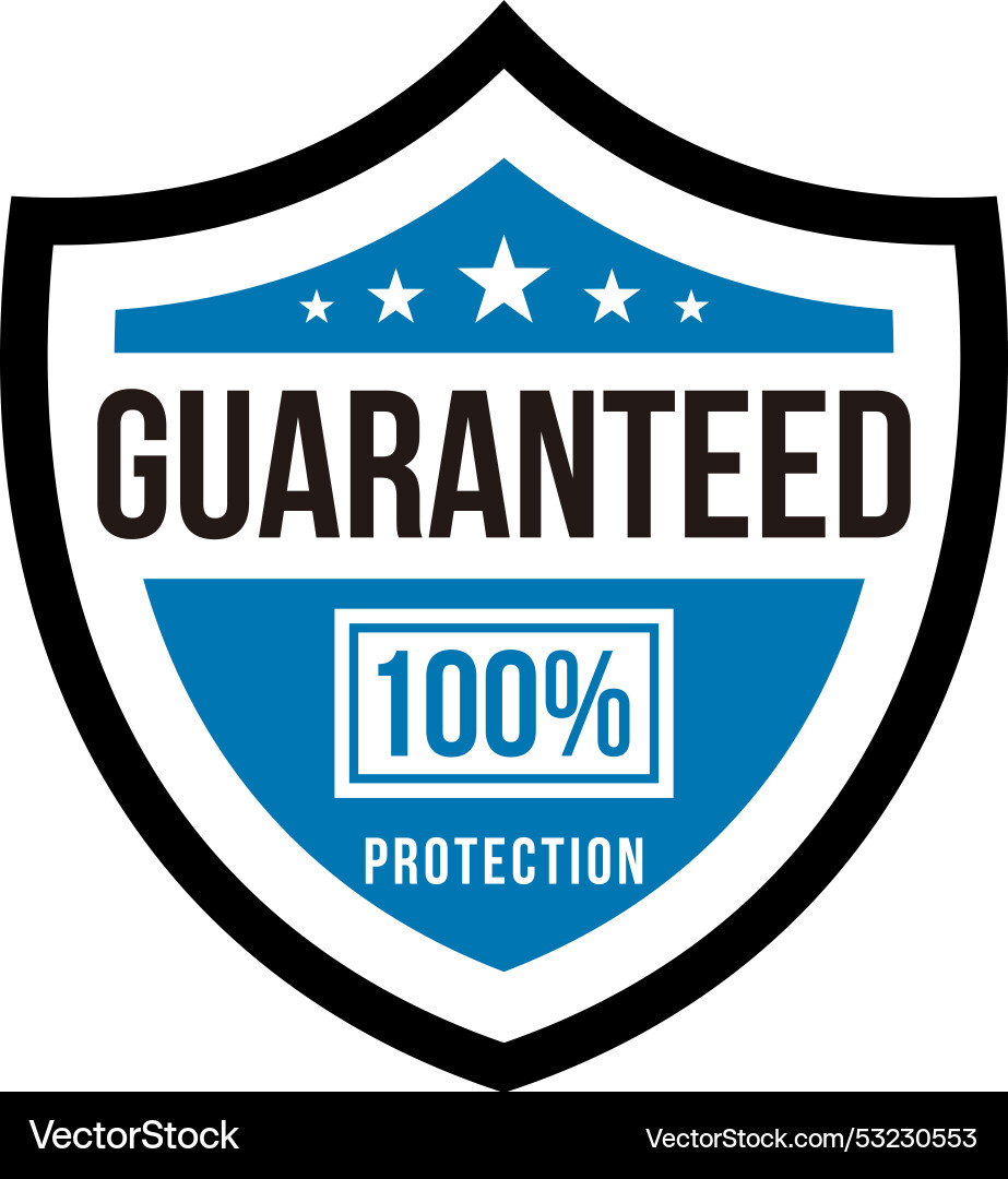 100 guaranteed protection shield creative Vector Image