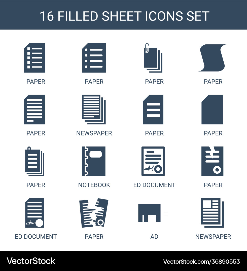 16 sheet icons Royalty Free Vector Image - VectorStock