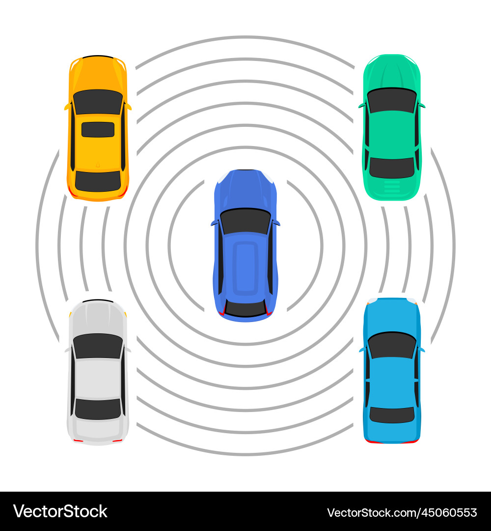 Autonomous car top view futuristic system guidance