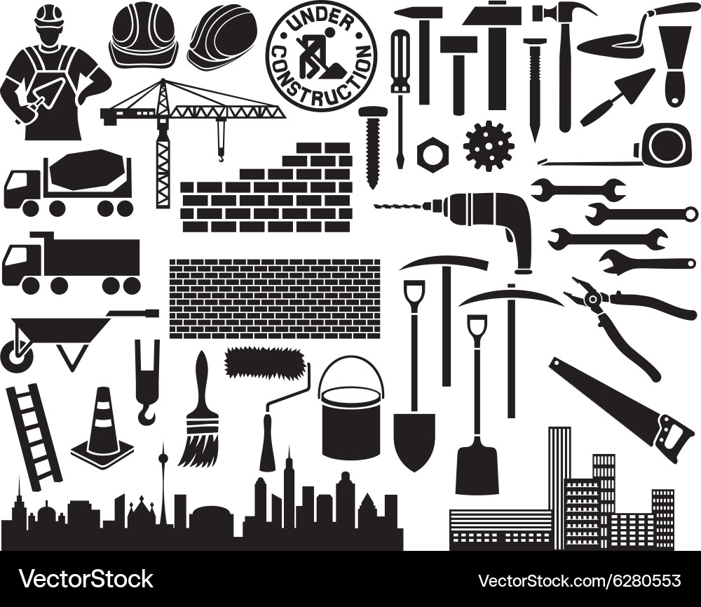 Construction icon set Royalty Free Vector Image