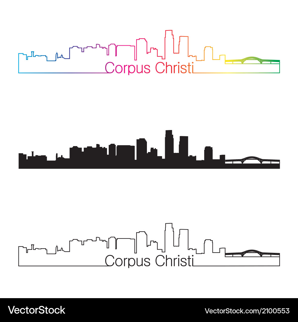 Corpus christi skyline linear style with rainbow Vector Image