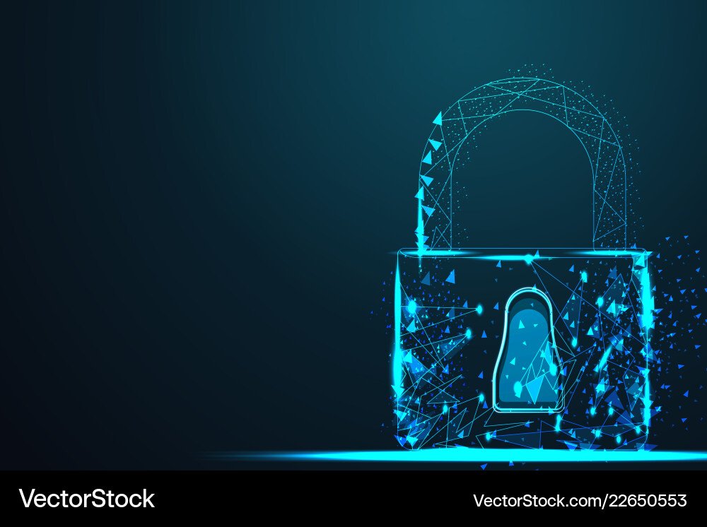 Cyber lock security padlock abstract wire low Vector Image