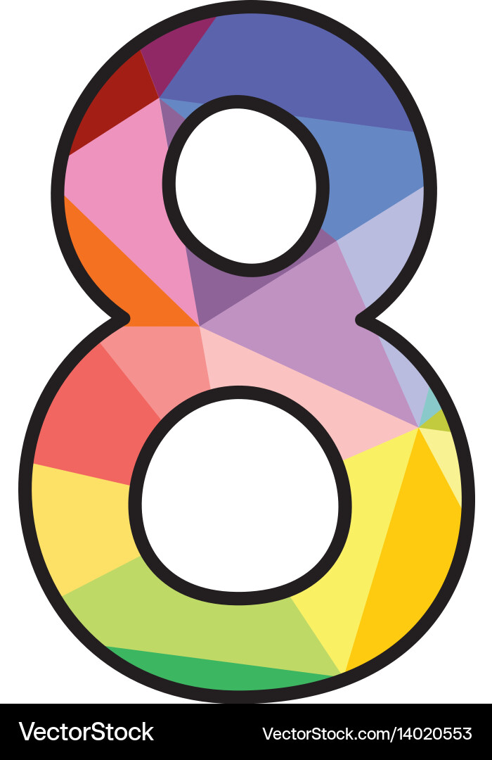Flat number 8 isolated on white background Vector Image