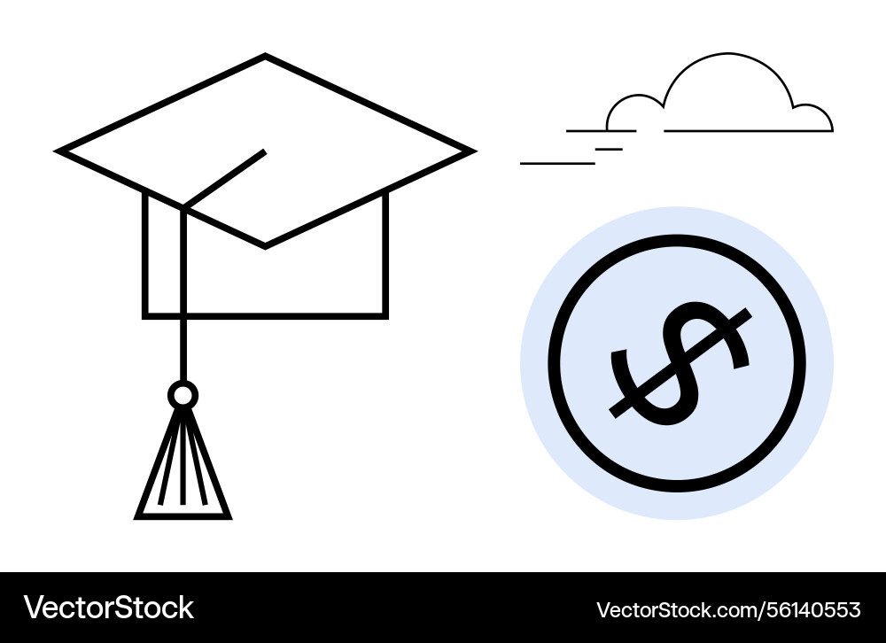 Graduation cap with dollar sign symbol and cloud Vector Image