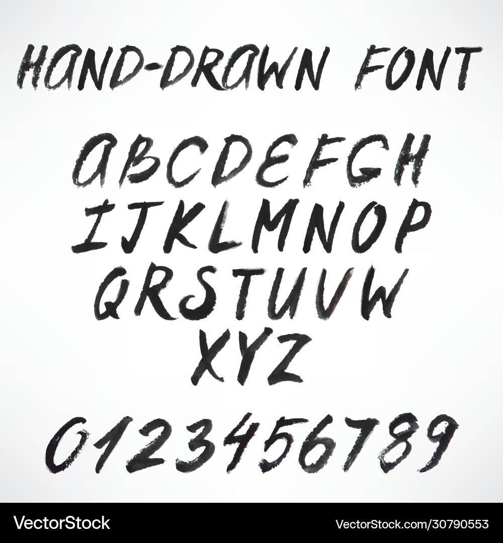 Gray hand-drawn font Royalty Free Vector Image