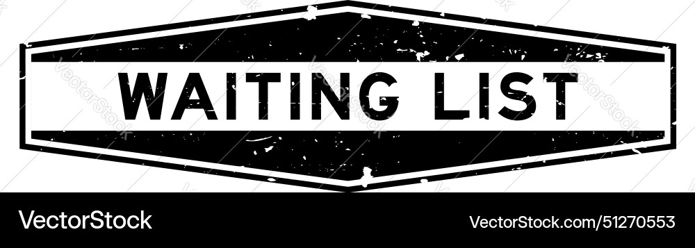 Grunge black waiting list word hexagon rubber Vector Image