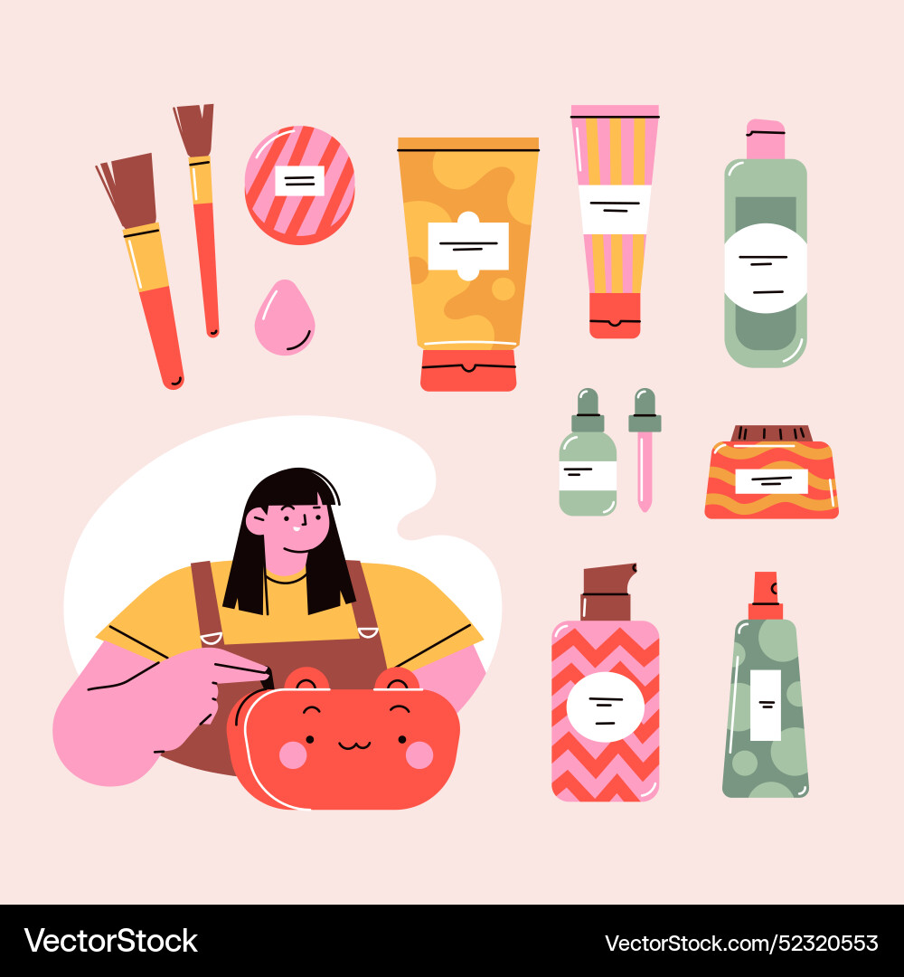 Hand drawn korean beauty element design Royalty Free Vector