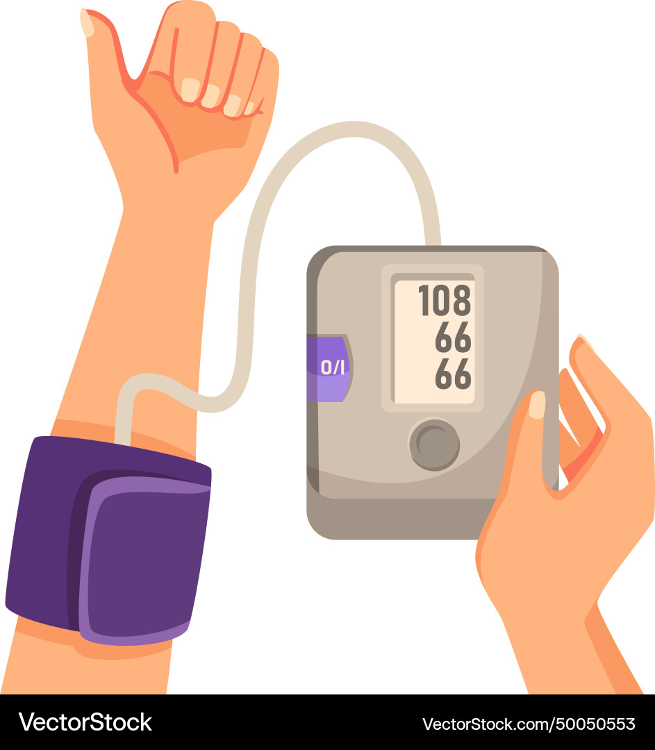 Human hand measure blood pressure with device Vector Image