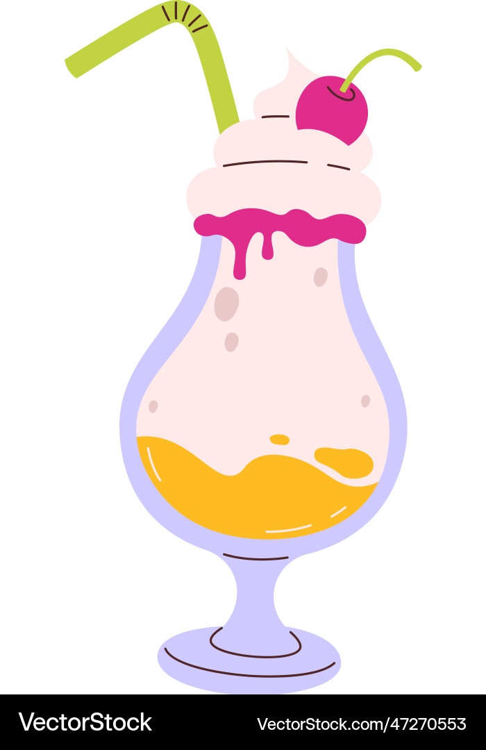 Milkshake with cherry Royalty Free Vector Image