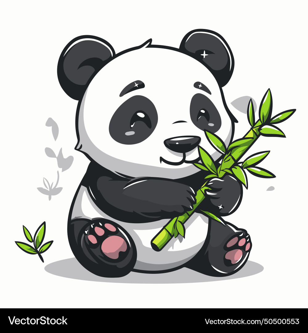 Panda bear with bamboo isolated on a white Vector Image