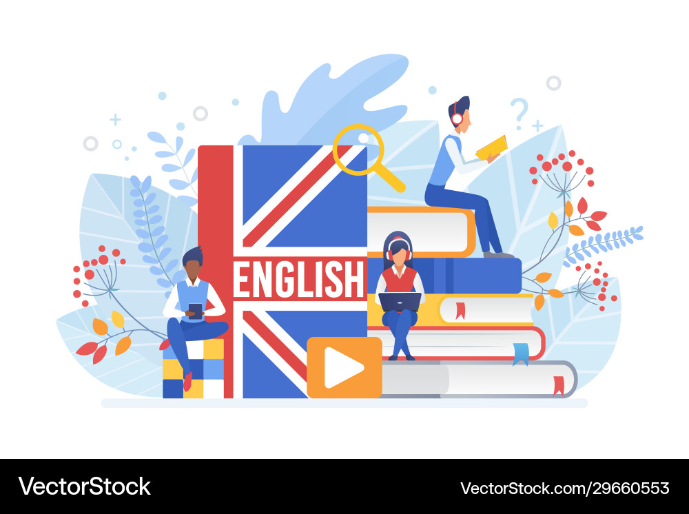 People learning english isometric Royalty Free Vector Image