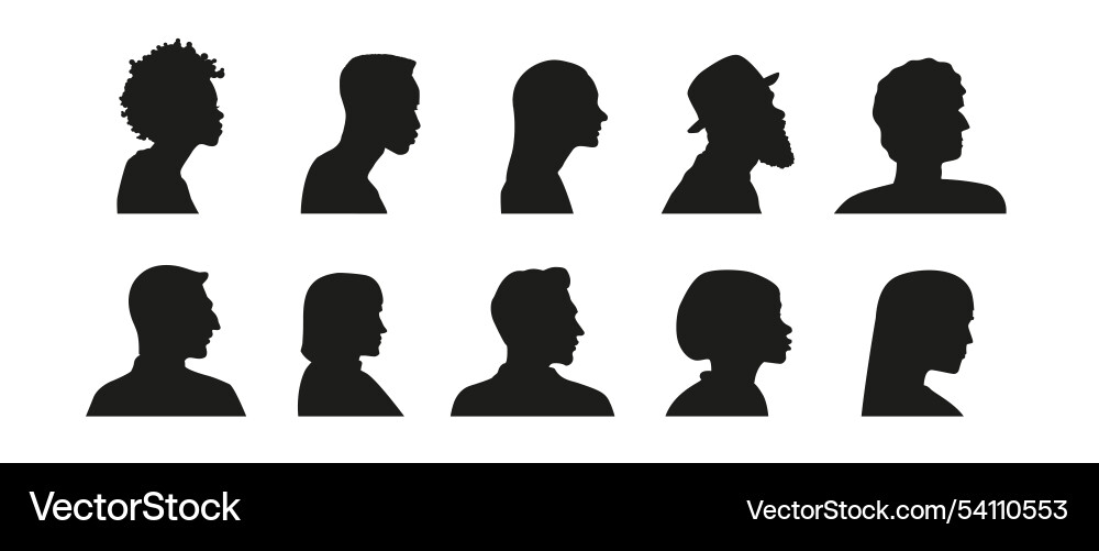 Porträt silhouette Seitenansicht Profilbild Vektorbild