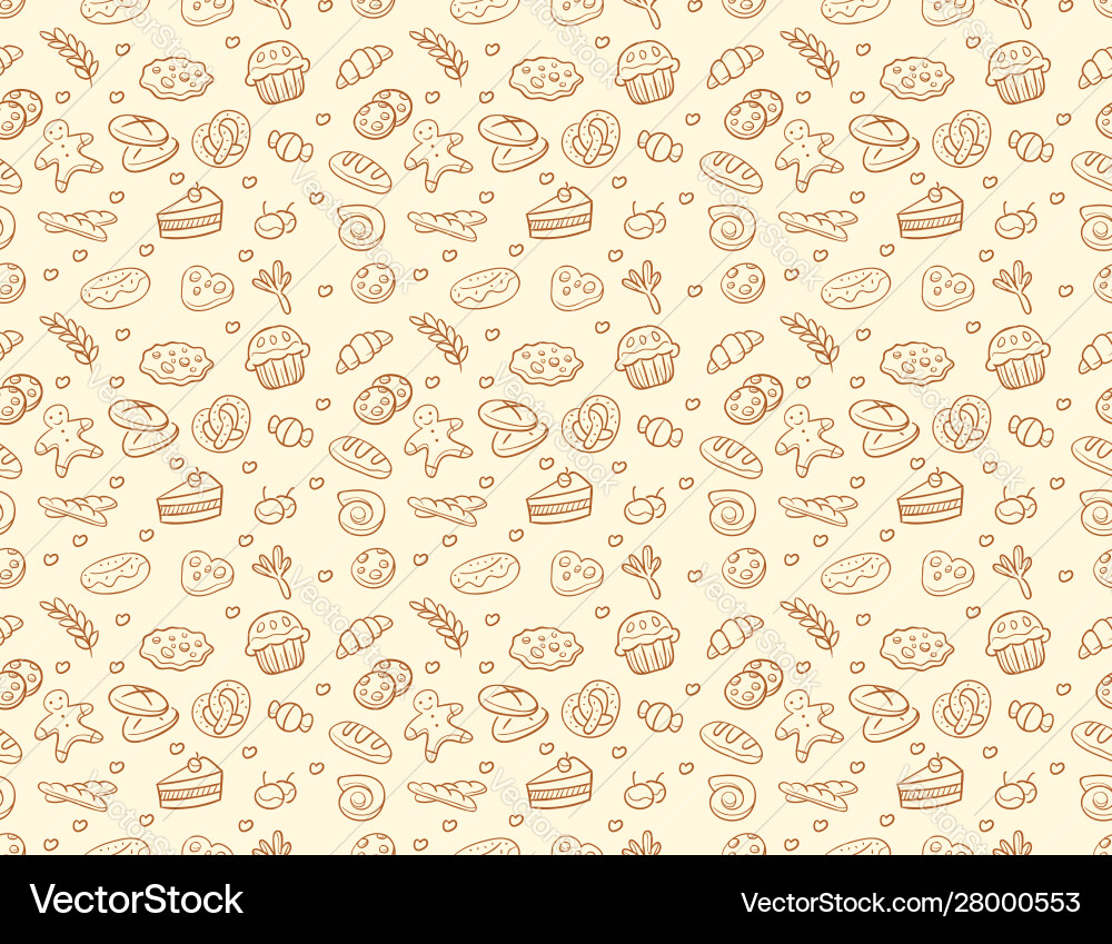 Seamless bakery pastry pattern Royalty Free Vector Image