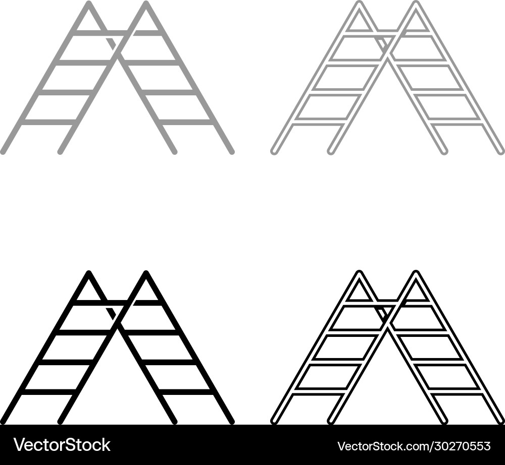 Step ladder icon outline set black grey color Vector Image