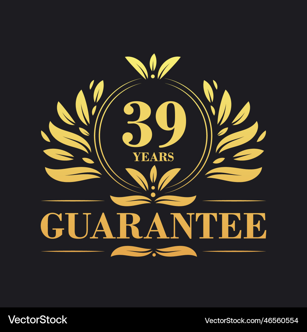 39 years guarantee logo sign Royalty Free Vector Image