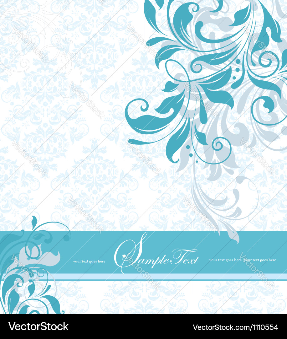Blue floral invitation card Royalty Free Vector Image