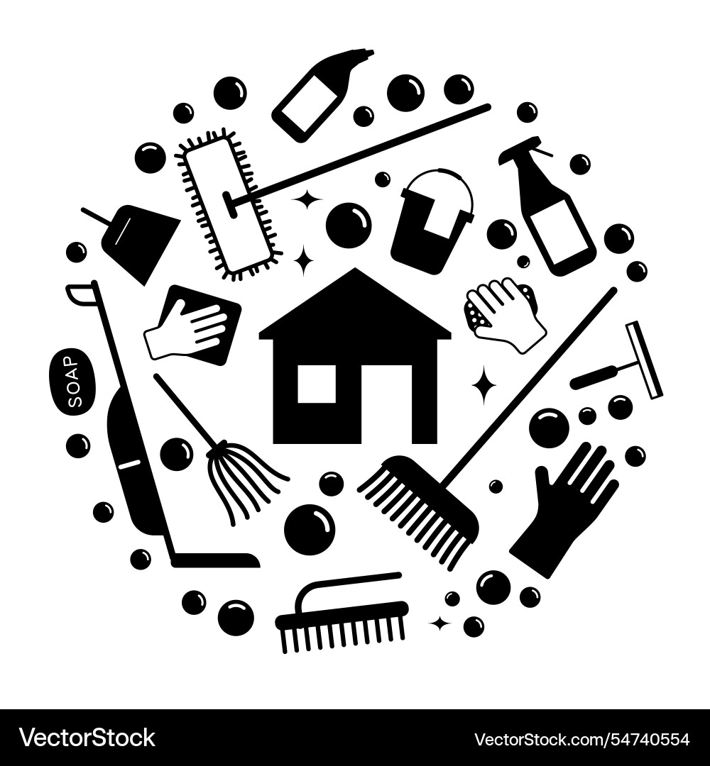 Cleaning tools icon set Royalty Free Vector Image