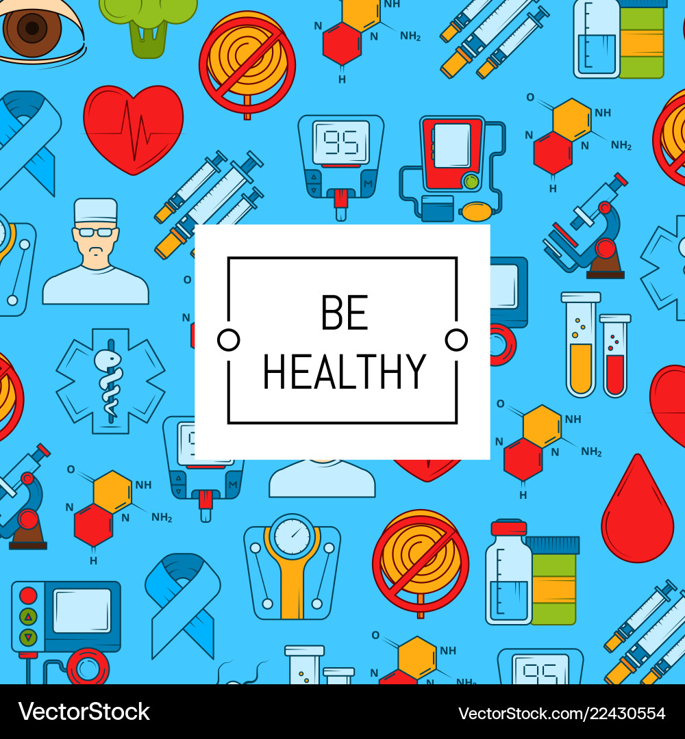 Colored diabetes icons background Royalty Free Vector Image