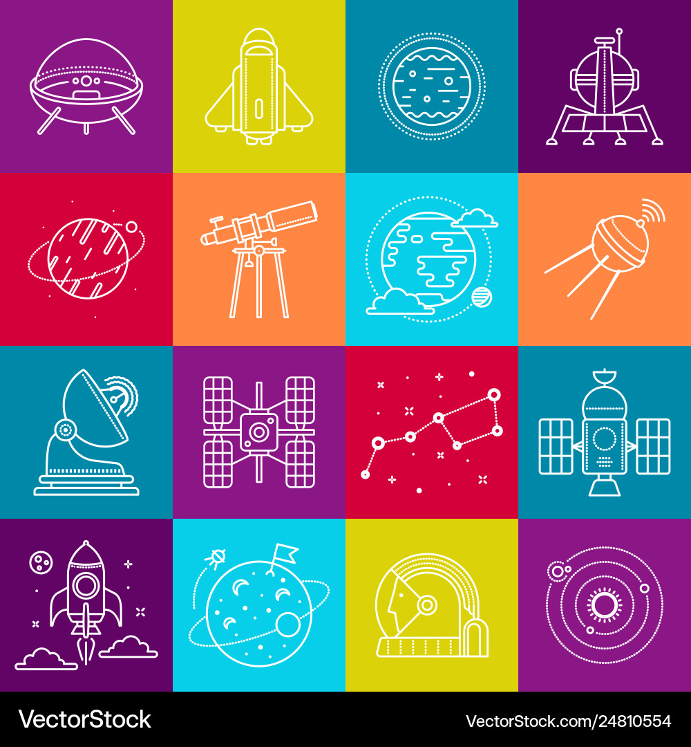 Cosmic open space lineart minimal iconset Vector Image