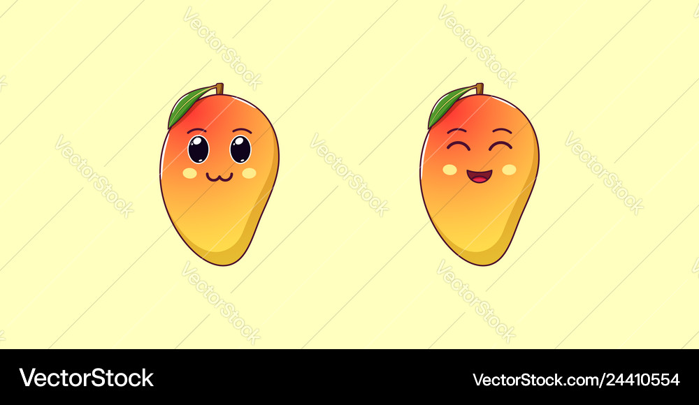 Cute Kawaii Mango Cartoon Royalty Free Vector Image