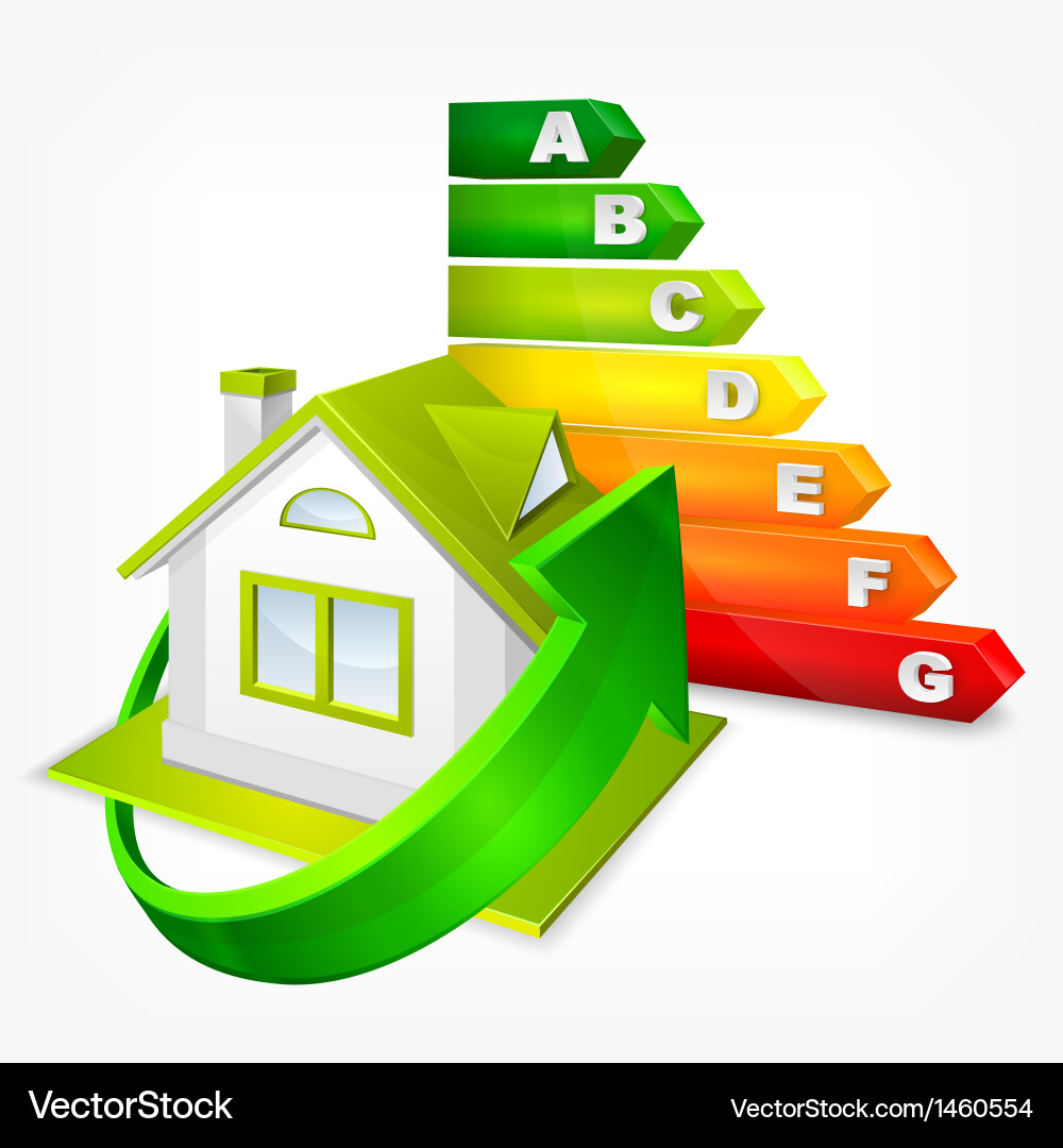 Energy efficiency rating with arrows and house Vector Image