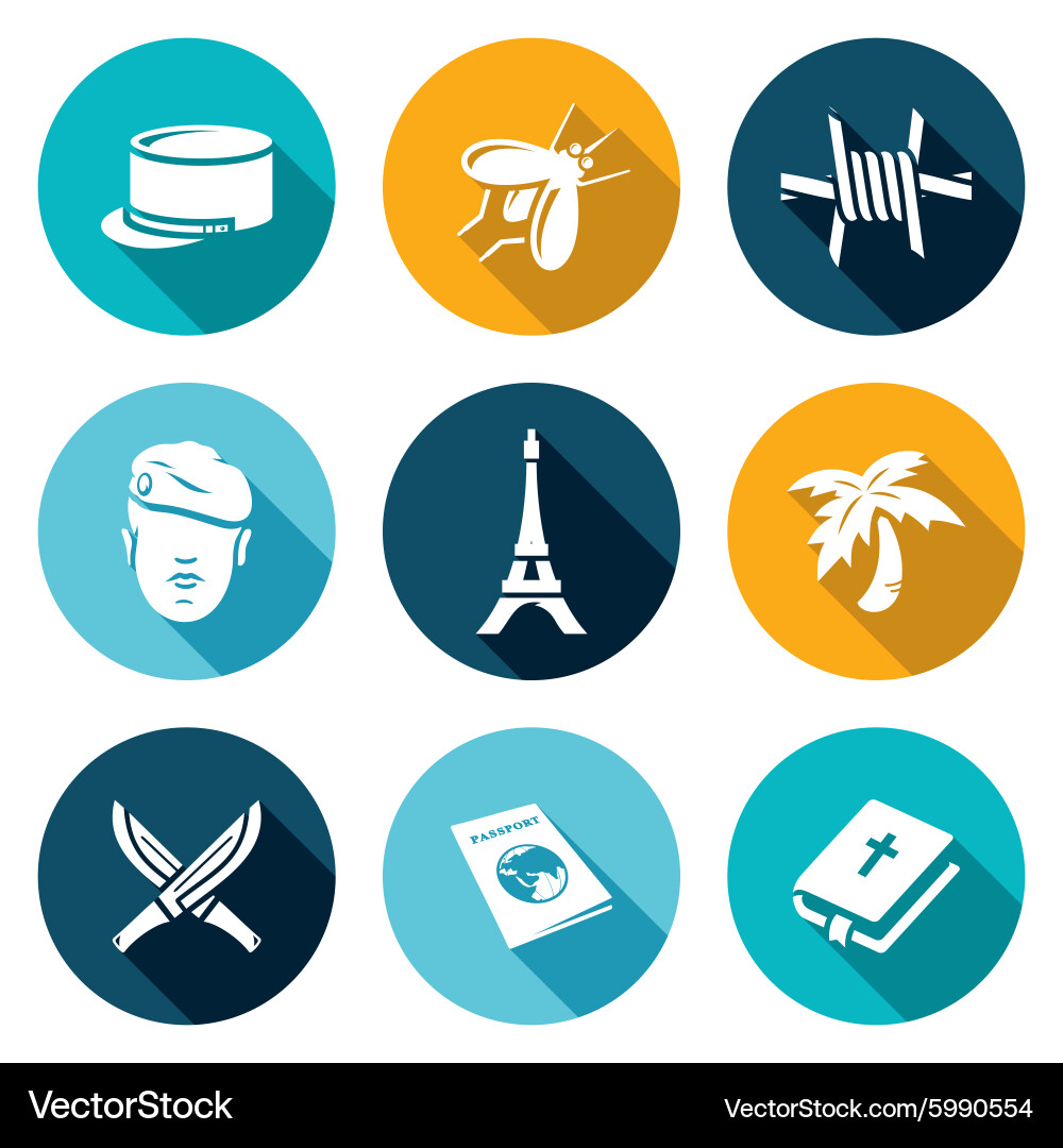 French foreign legion icons set Royalty Free Vector Image